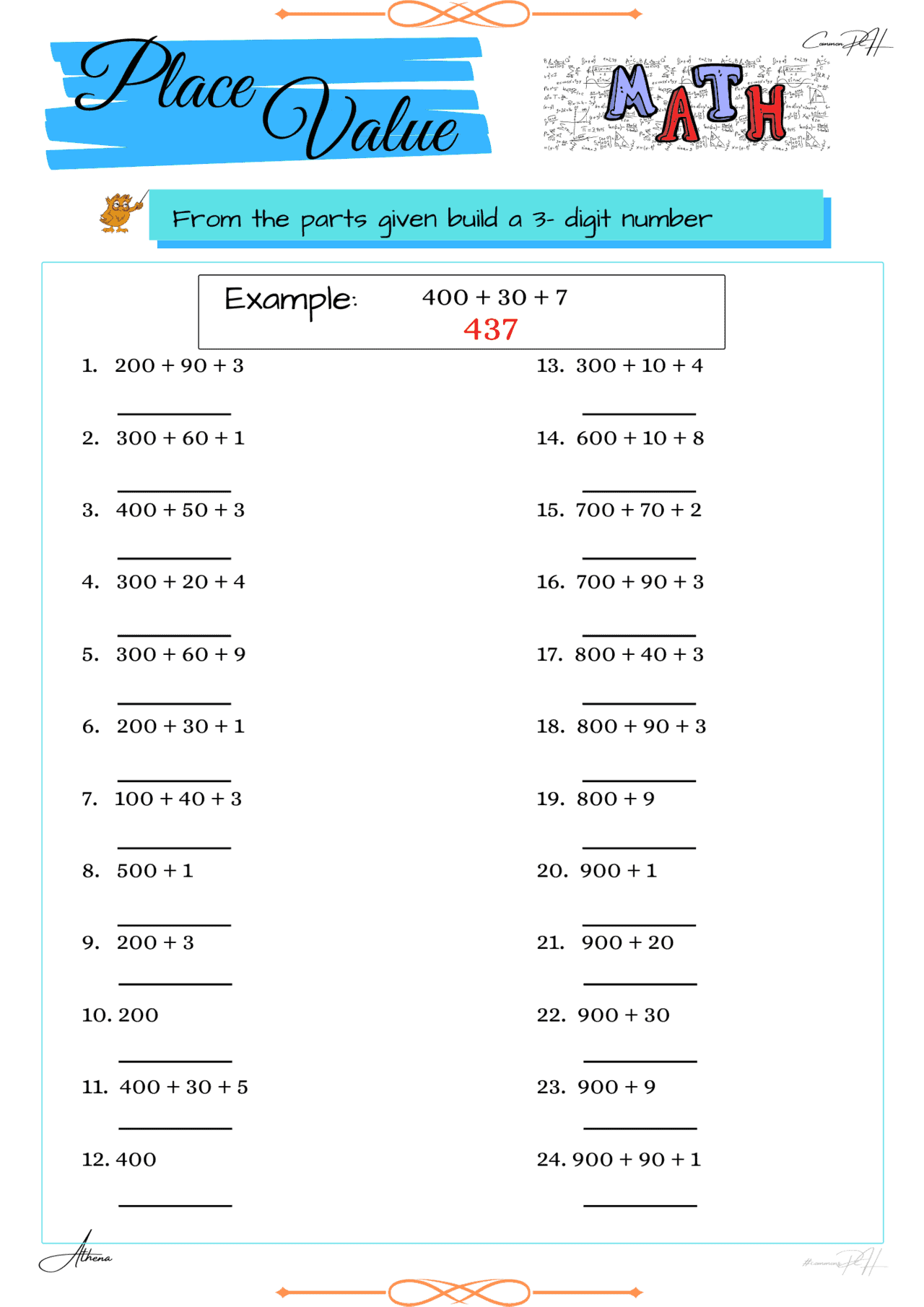 Grade 3 Math Activity Sheets Place Value 3 Digit Education PH