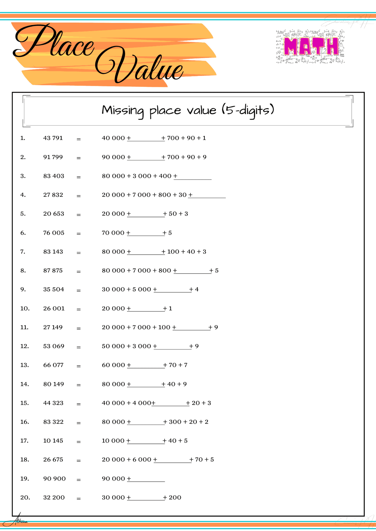 Digit Value Worksheets